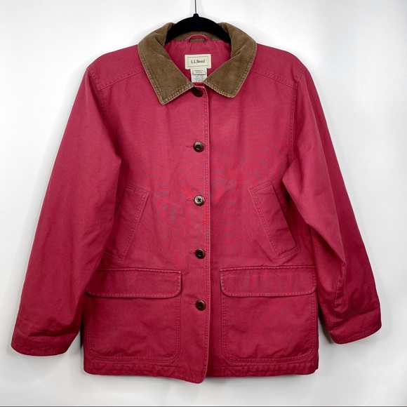 Vintage LL Bean Womens Barn Coat Wool Button Liner Chore Work Jacket M ...